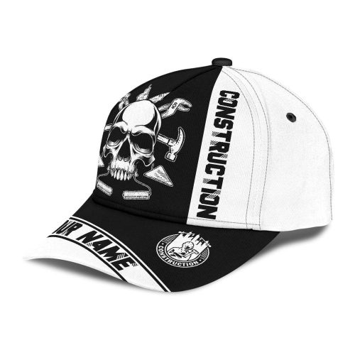 Personalized Construction Worker Cap: Custom Name Skull Baseball Cap ...