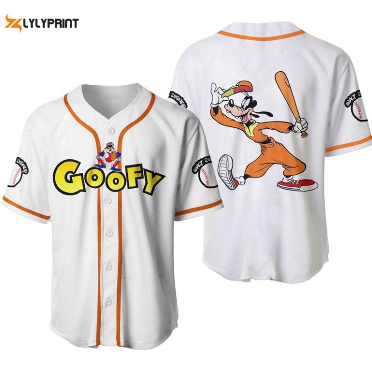 Goofy Dog Disney Cartoon Graphics All Over Print Unisex Baseball Jersey ...